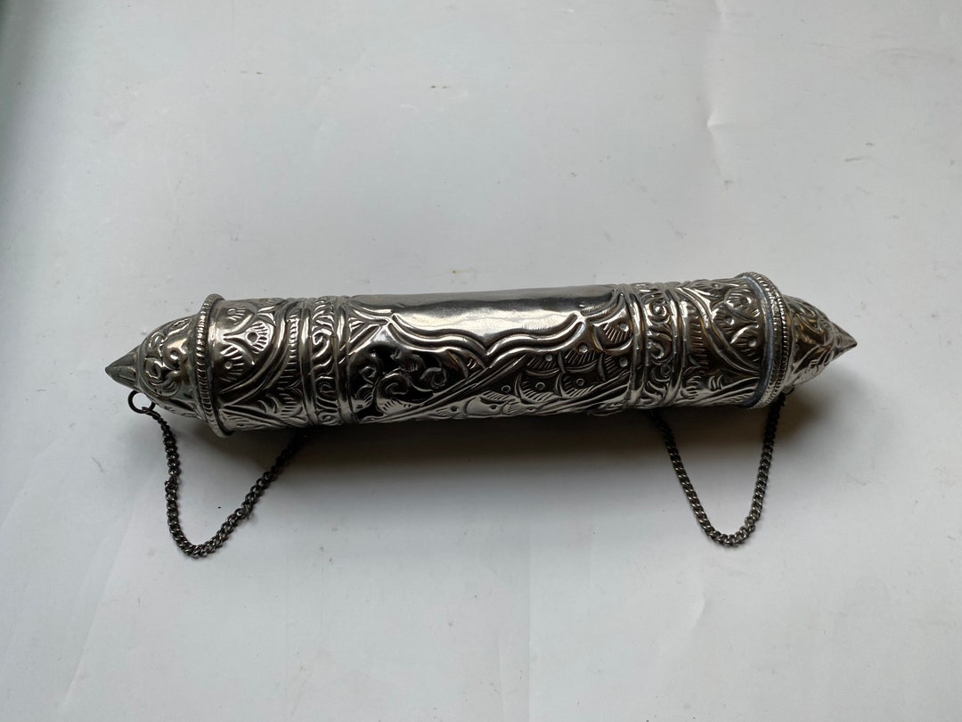 Vintage Tibetan Silver Metal Scroll Holder - Etsy