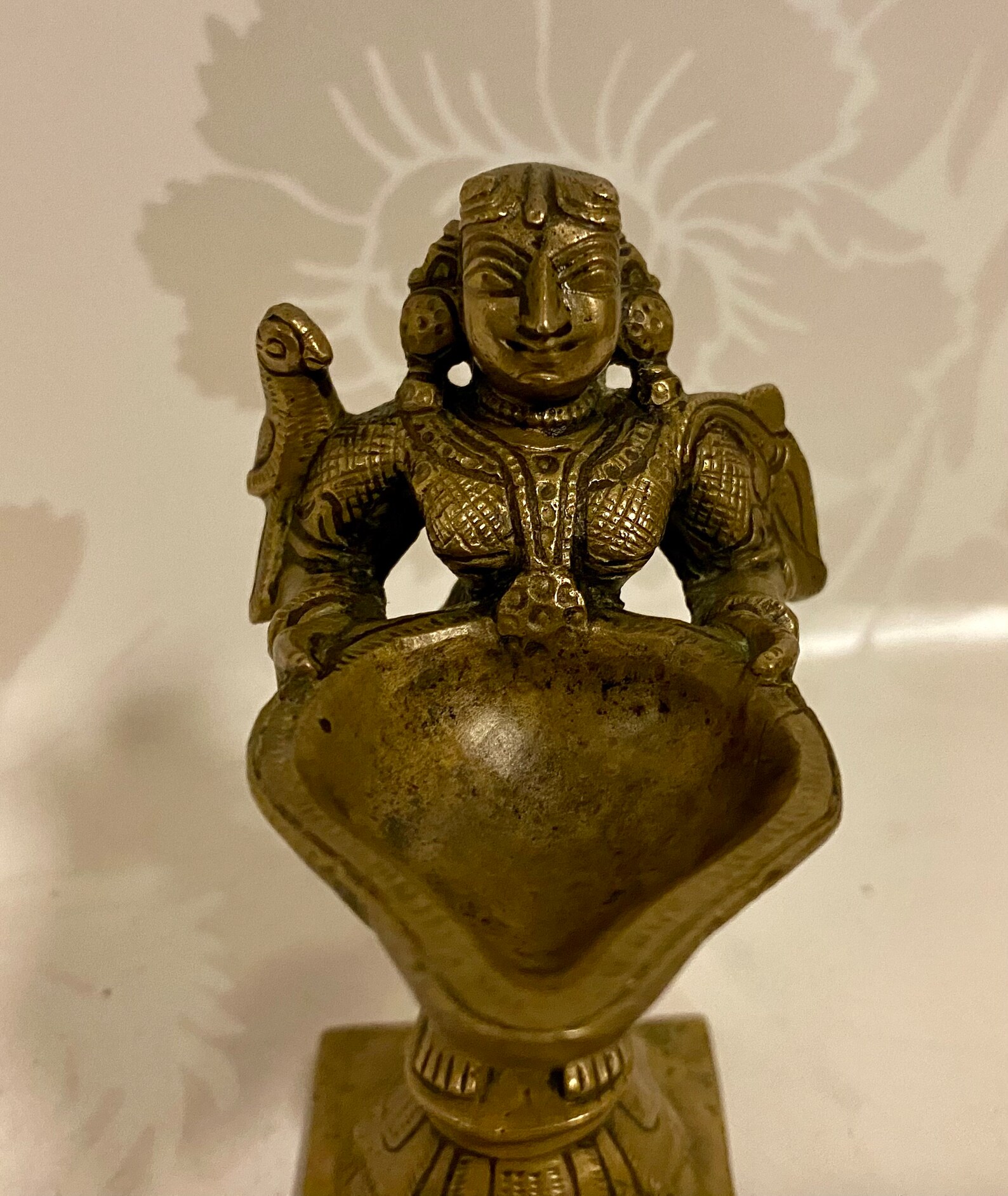 Antique Indian Angel Apsara Holding Brass Oil Lamp Decorative Lighting ...