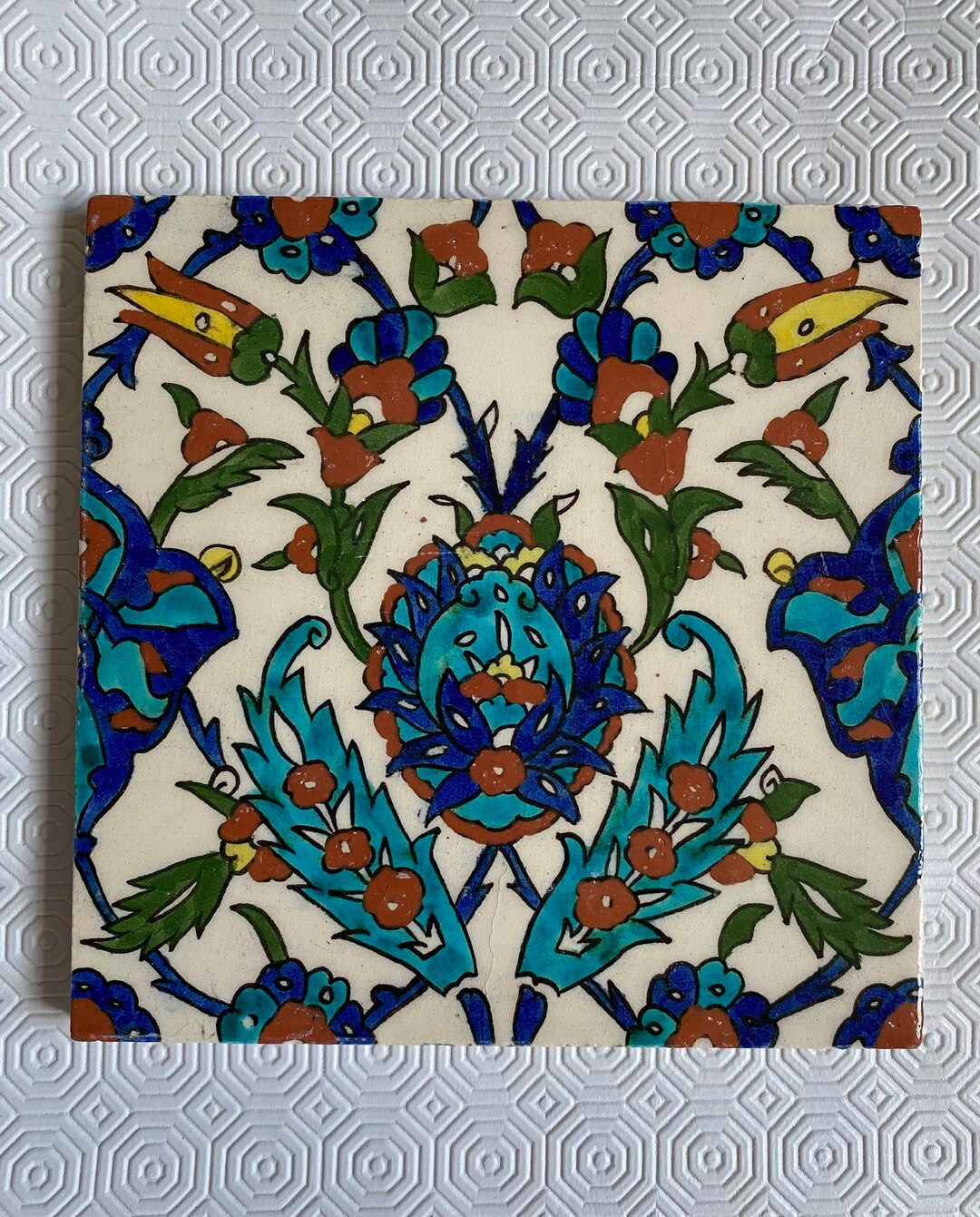 Vintage Turkish Iznik Hand Painted Tile - Etsy