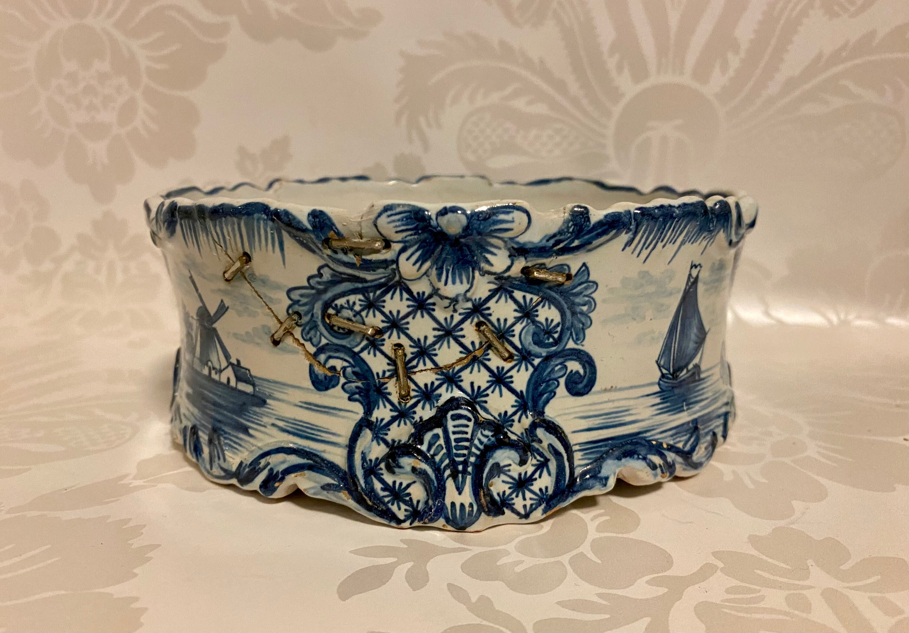 Antique Victorian Delft Pottery Bowl - Etsy