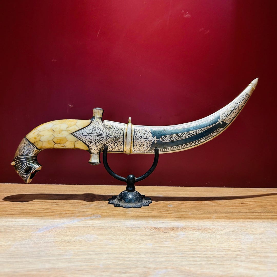 Vintage Indian Dagger Khanjar Knife With Horse Head Hand Grip in Silver ...