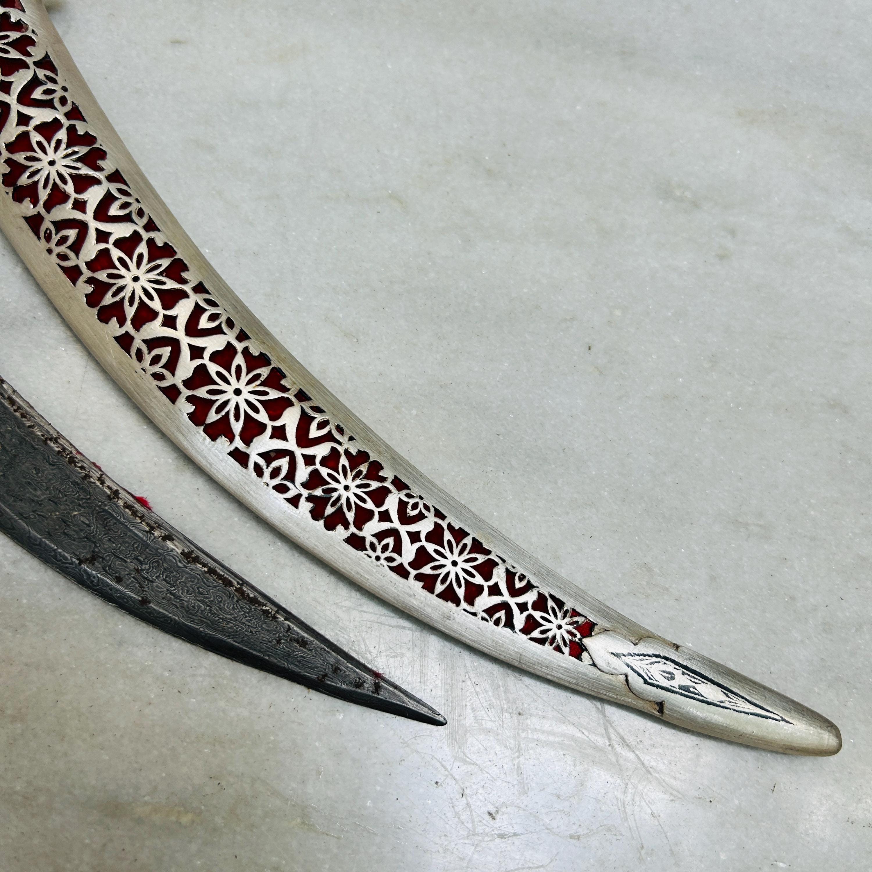 Indian Handicrafted Sikh Rajputana Shamshir With Silver Damascened ...