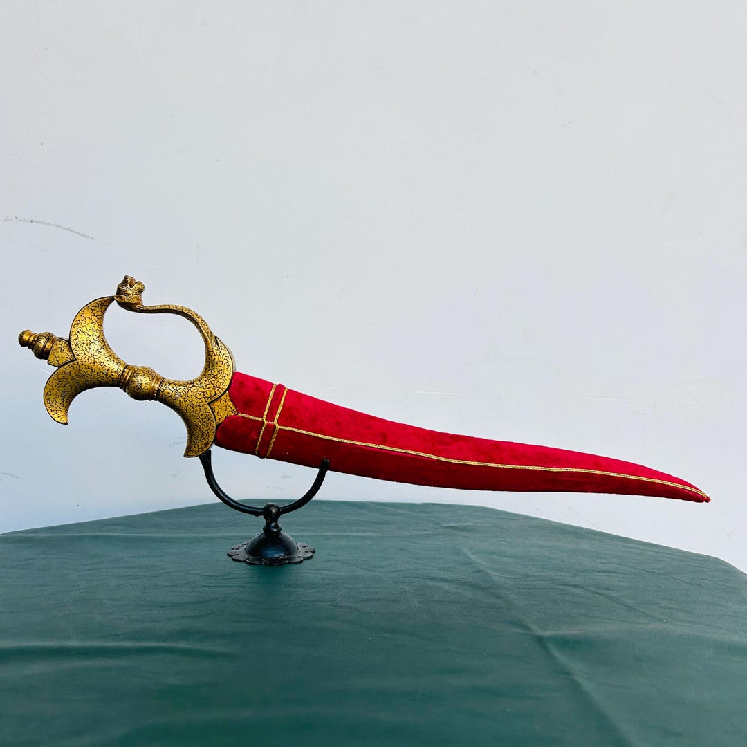 Vintage Rare Moroccan or Mughal Islamic Dagger Khanjar Knife With Gold ...