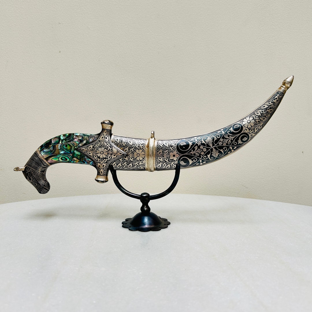 Indian Assorted Dagger With Mother of Pear Grip, Silver Koftgari ...