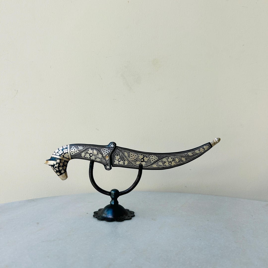 Indian Handcrafted Indo Persian Dagger in Silver Koftgari With Horse ...