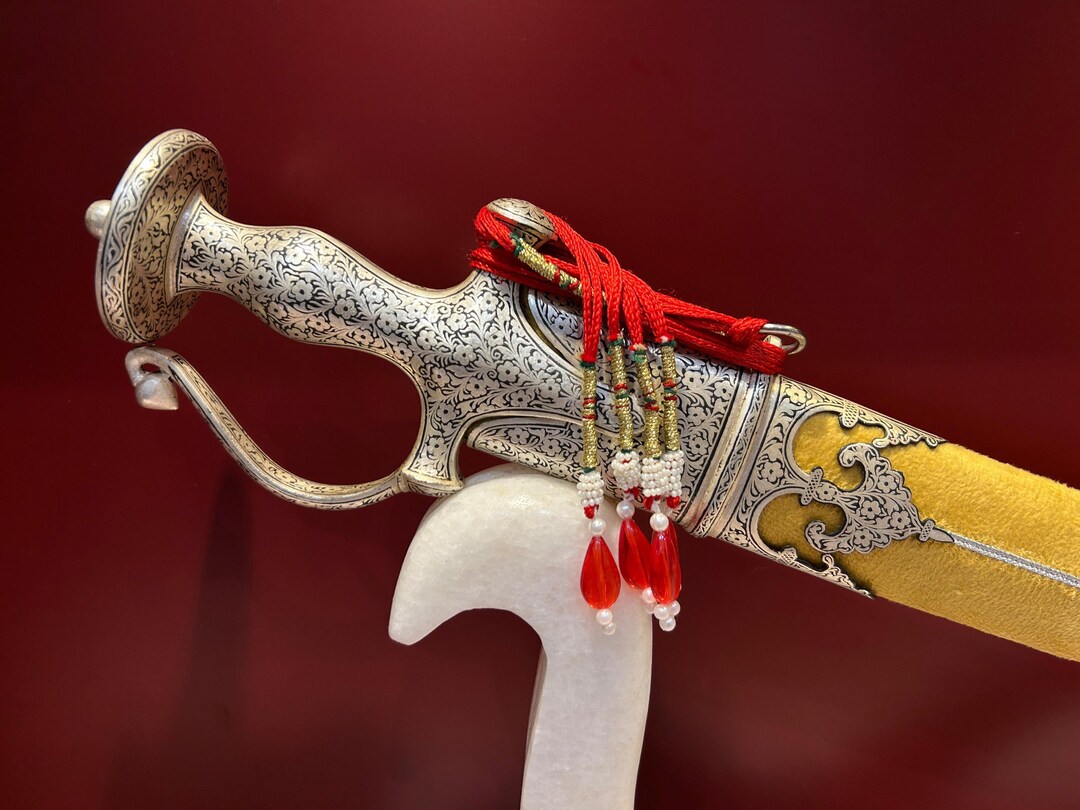 Vintage Indian Handcrafted Silver Damascened Rajput Sikh Maratha Sword ...