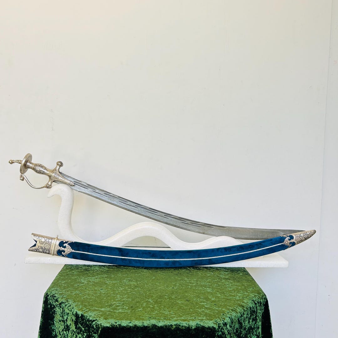 Indian Sikh Rajput Handmade Wedding Sword With Silver Koftgari Wire ...