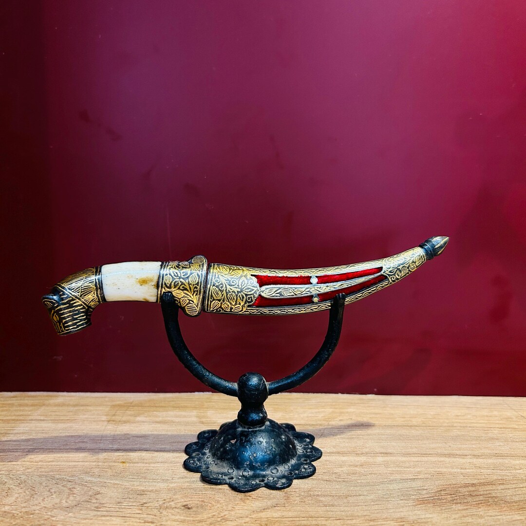Indian Assorted Khanjar Dagger Knife With Tiger Head Hand Grip & Gold ...
