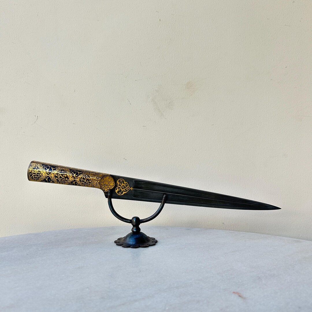 Indian Handcrafted Indo Persian Kard Knife With Fine Gold Damascening ...
