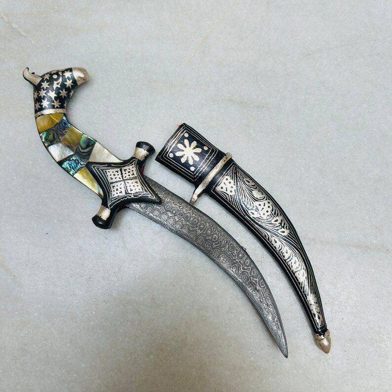 Indian Assorted Dagger With Mother of Pearl Grip, Silver Koftgari ...