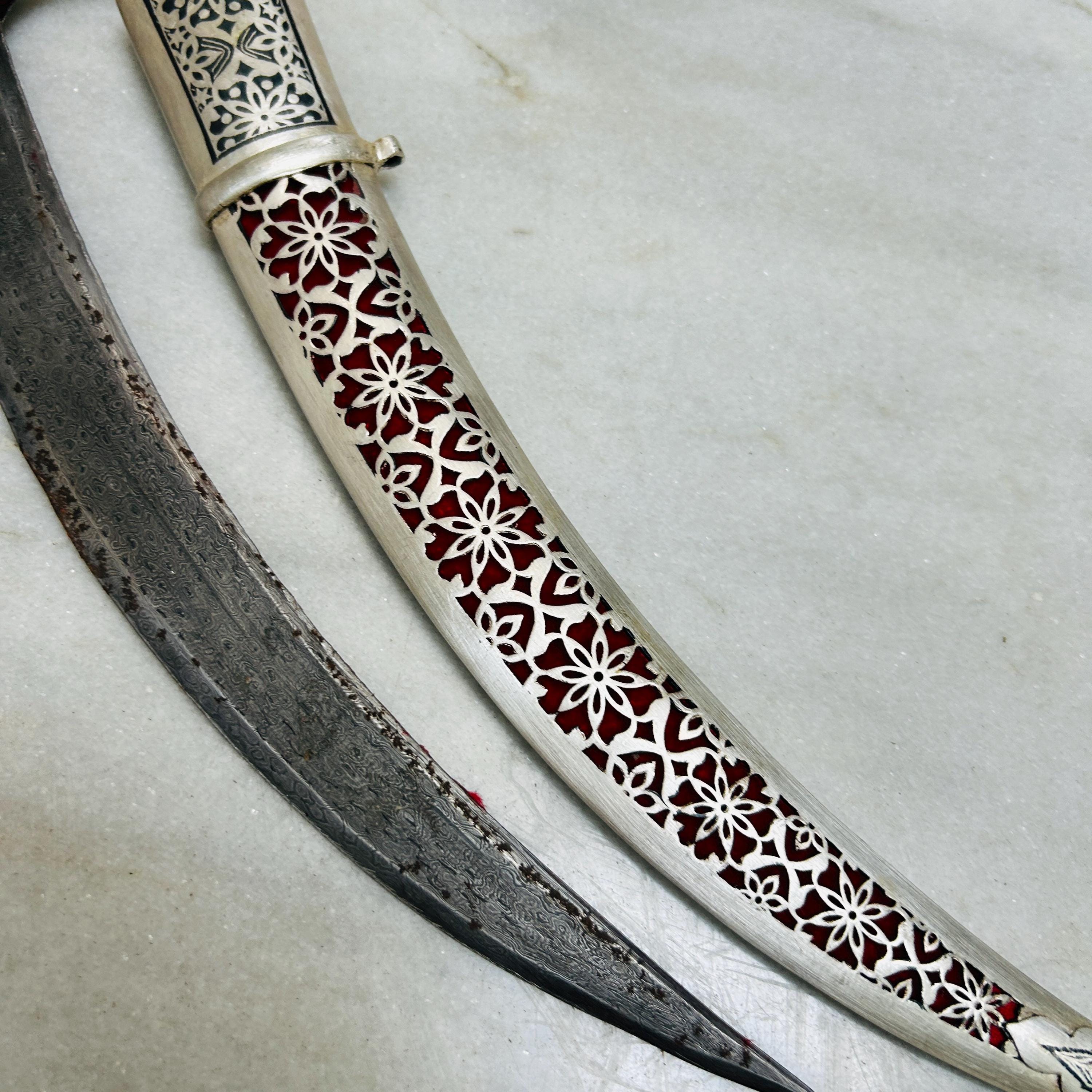 Indian Handicrafted Sikh Rajputana Shamshir With Silver Damascened ...