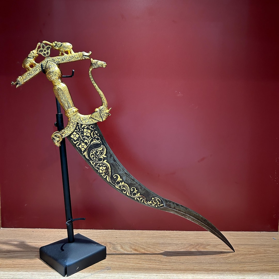 Vintage Mughal Period Dagger Chilanum Khanjar With Gold Koftgari or ...