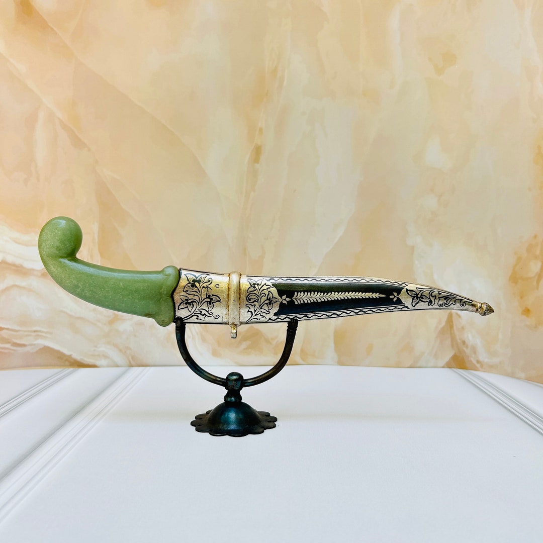 Indian Assorted Indo Persian Khanjar Dagger Knife in Peacock Head Jade ...