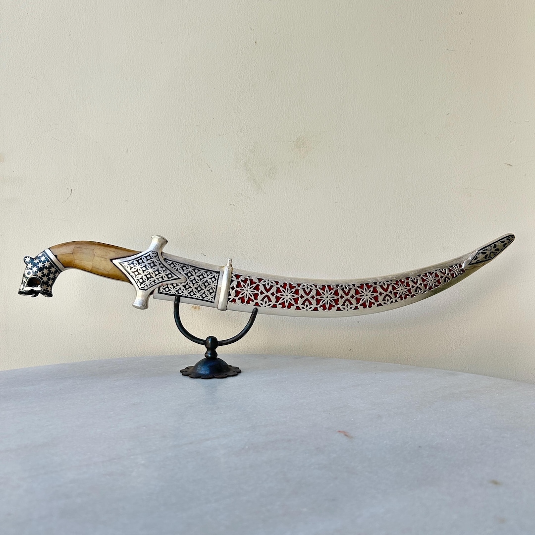Indian Handicrafted Sikh Rajputana Shamshir/talwar/sword With Silver ...