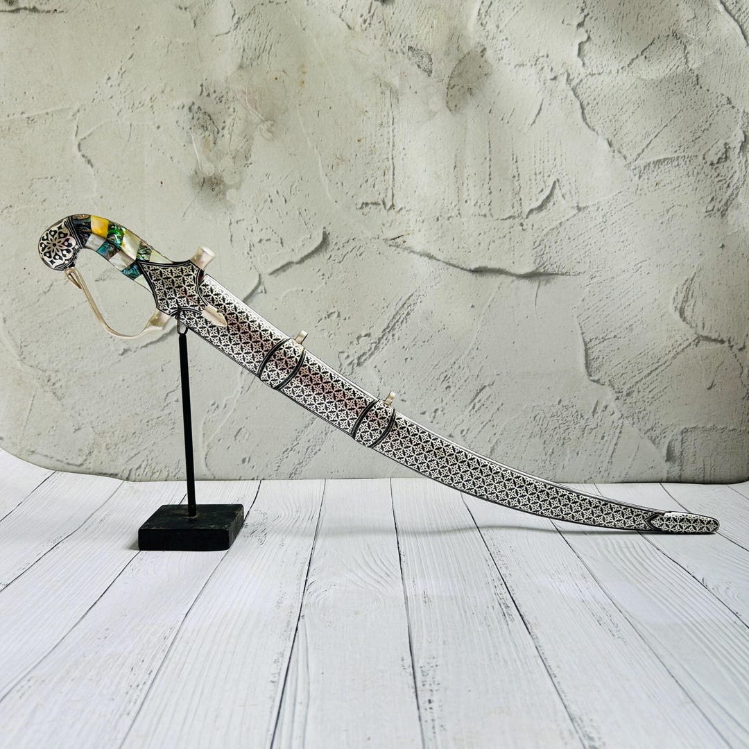 Indian Damascus Steel Sword, Silver Koftgari, Mother of Pearl Grip - Etsy