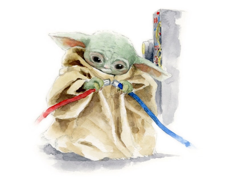 Baby Yoda Art Print Grogu Watercolor Painting Baby Yoda - Etsy