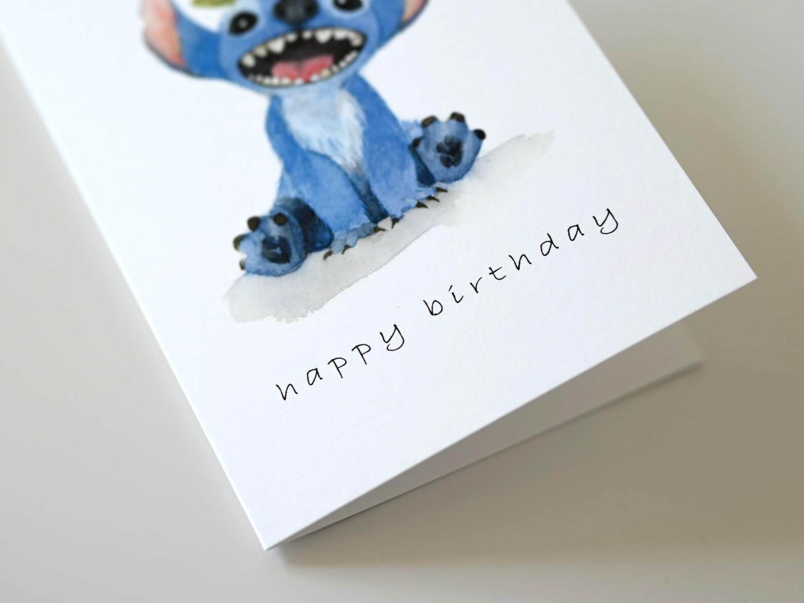 Watercolor Stitch Birthday Card: Lilo & Stitch Fan Art, Hibiscus Flower ...