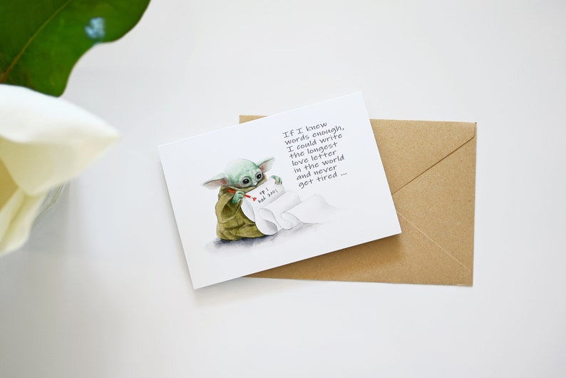 Baby Yoda Love Letter Card Grogu Folded Love Card Baby Yoda Valentine's ...