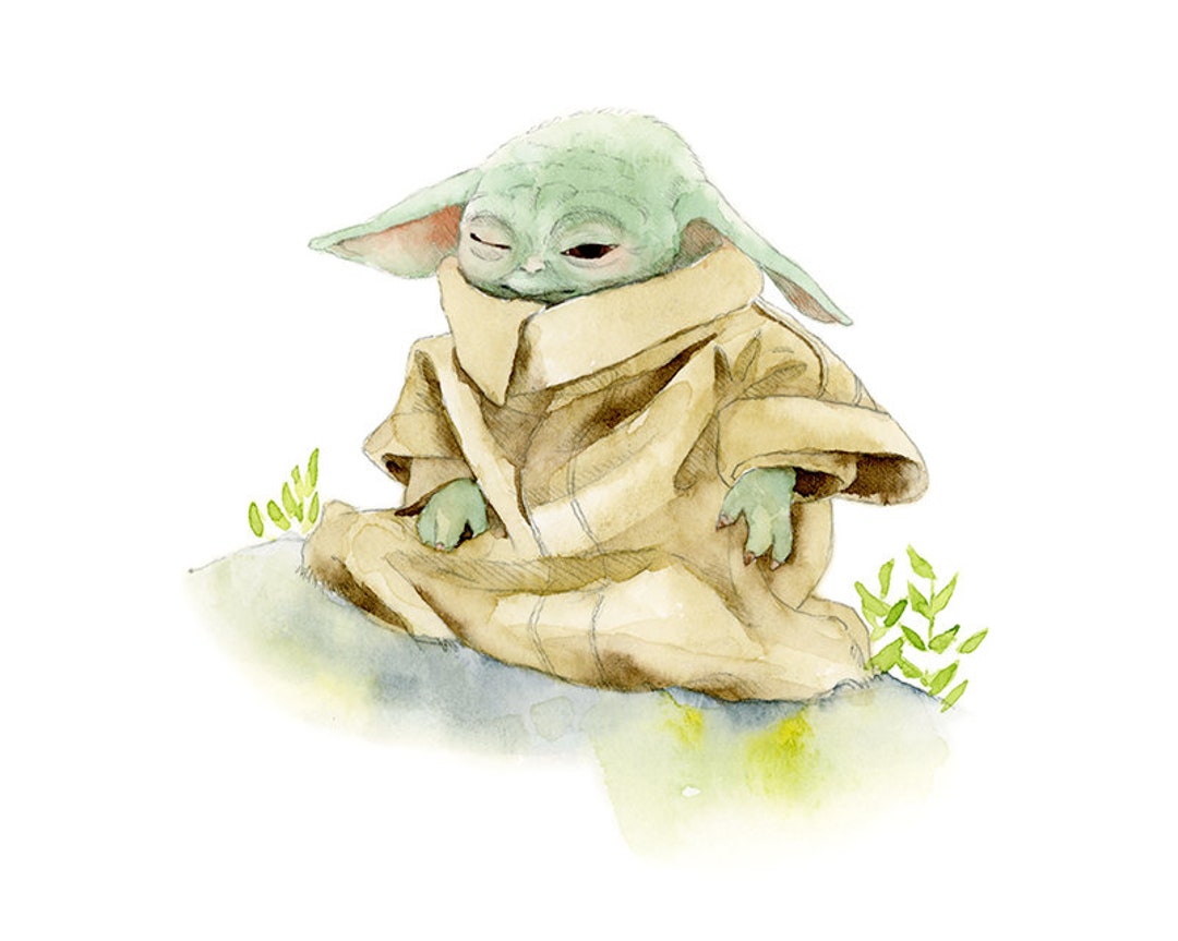 Grogu Meditating Art Print | Baby Yoda Nursery Art Print | Grogu ...