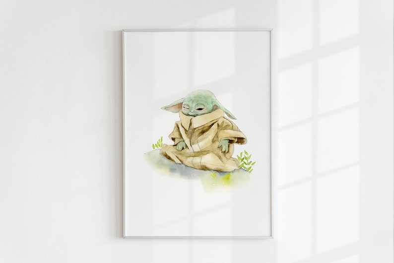 Grogu Meditating Art Print | Baby Yoda Nursery Art Print | Grogu ...