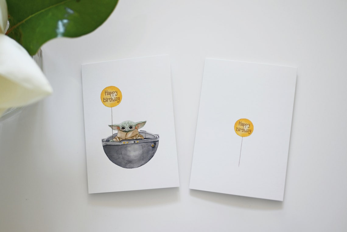 Grogu Happy Birthday Card Baby Yoda Folded Greeting Card the ...