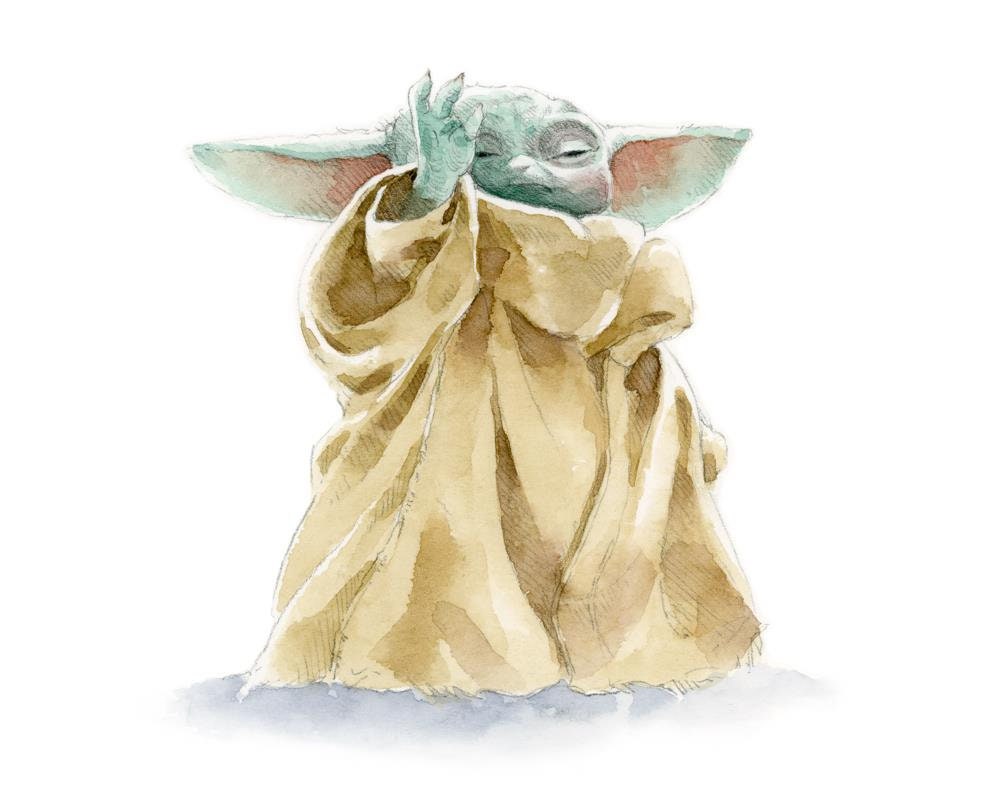 Grogu Art Print | Baby Yoda Watercolor Painting | the Mandalorian Fan ...