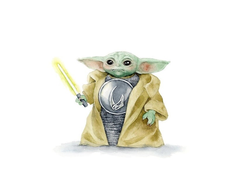 Grogu in Mandalorian Armor Art Print Mudhorn Signet Roundel Baby Yoda ...