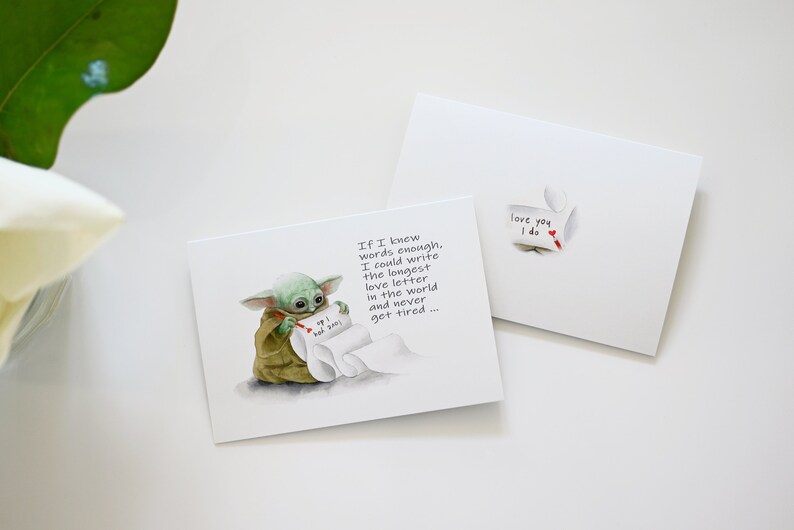 Baby Yoda Love Letter Card Grogu Folded Love Card Baby Yoda Valentine's ...