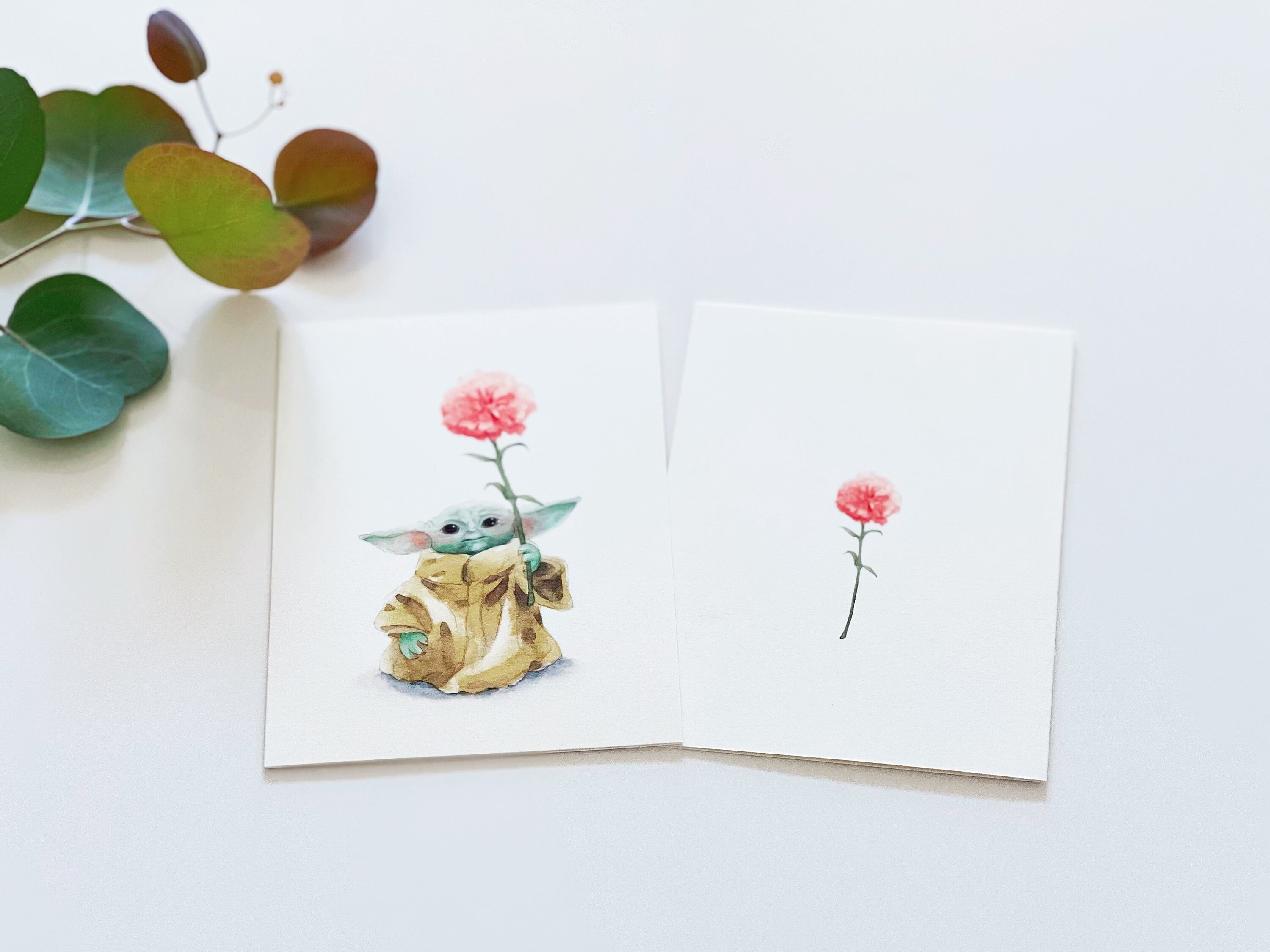 Grogu and Pink Carnation Greeting Card Baby Yoda and Flower - Etsy