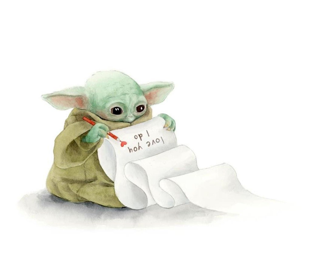 Grogu Love Letter Art Print Baby Yoda Poster Valentine's Day Gift - Etsy