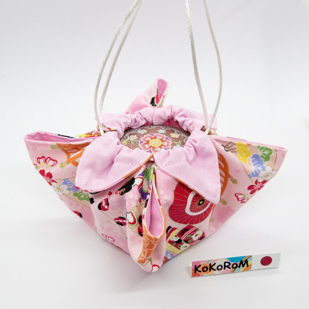 Japanese Drawstring Bag Kinchaku // Kawaii Handmade Gift - Etsy