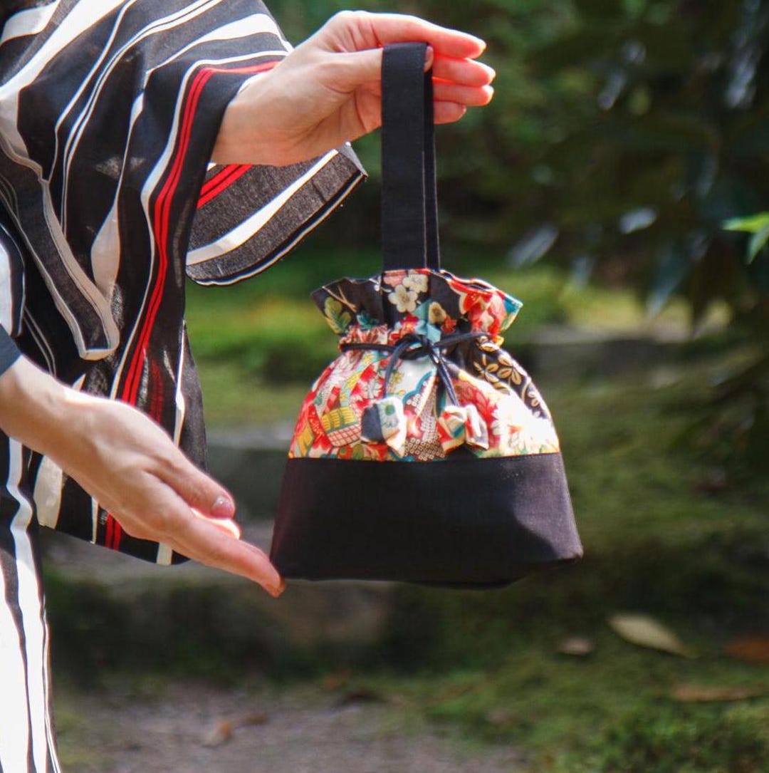 Japanese Drawstring Bag Kinchaku / Beautiful Handmade Gift Kimono ...
