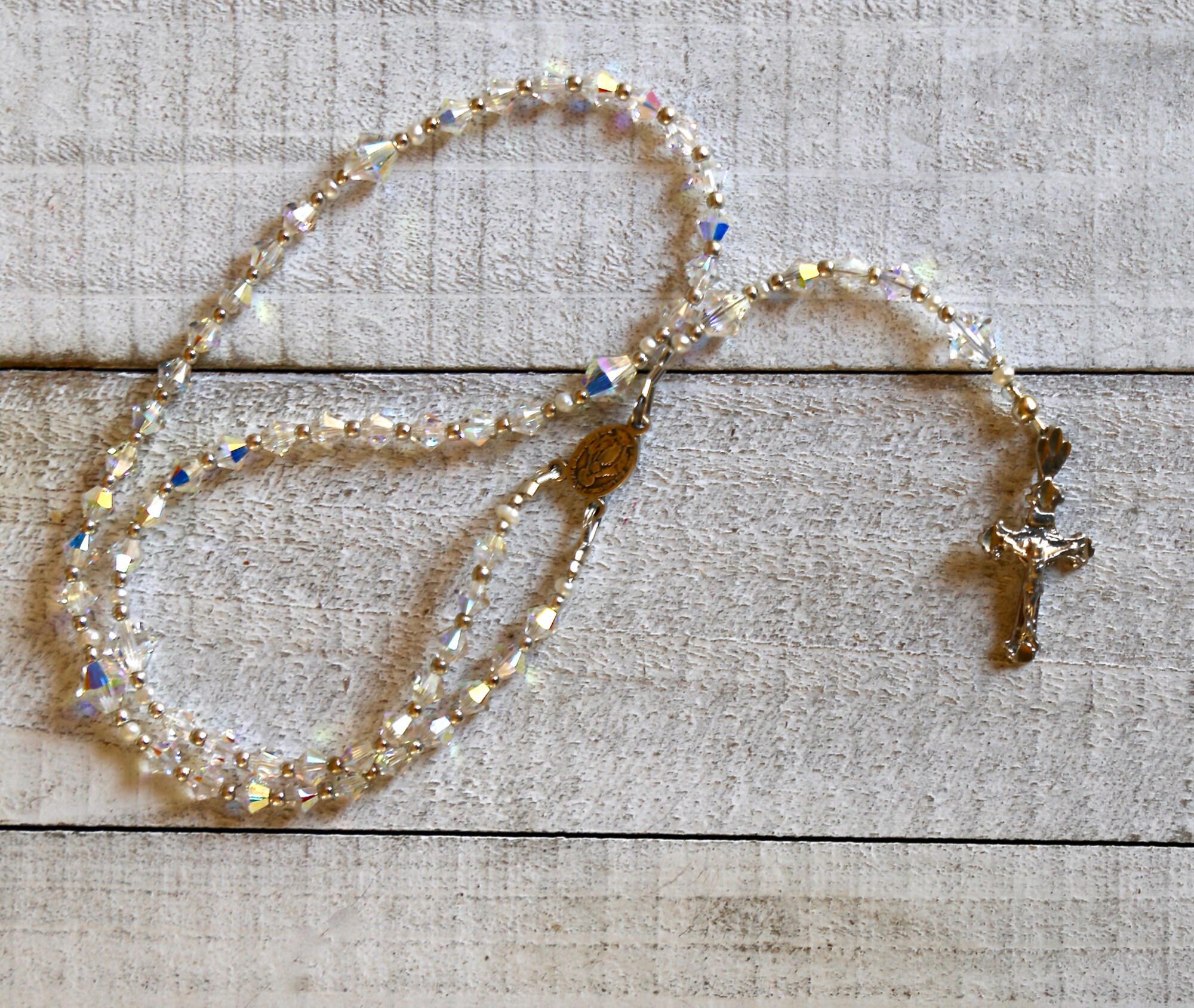 TINY BABY Rosary Boy or Girl Clear AB Crystals Swarovski - Etsy