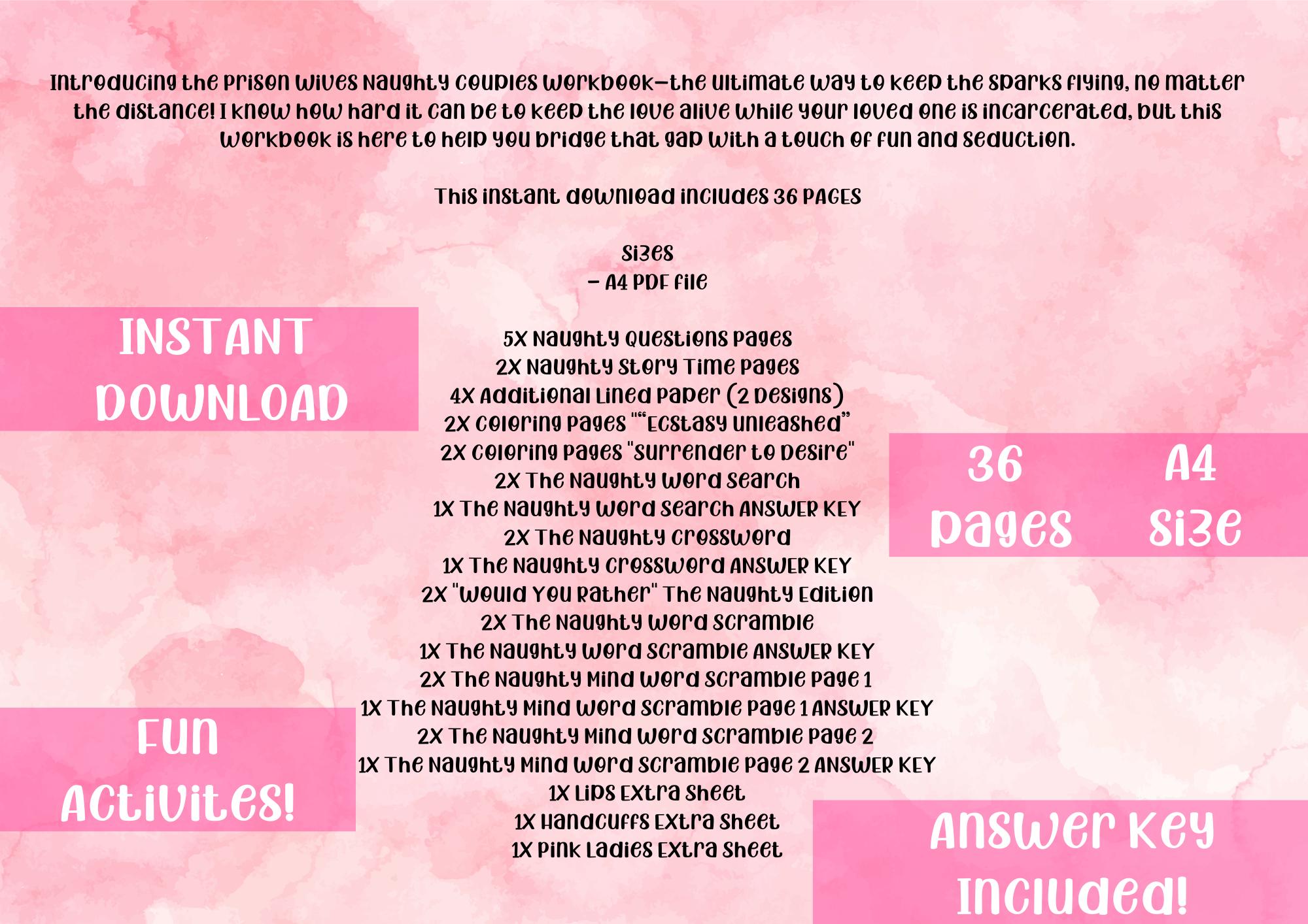 Prison Wives Naughty Couples Workbook / Prison Wives Stationery / Spicy Letters Set / Activity ...