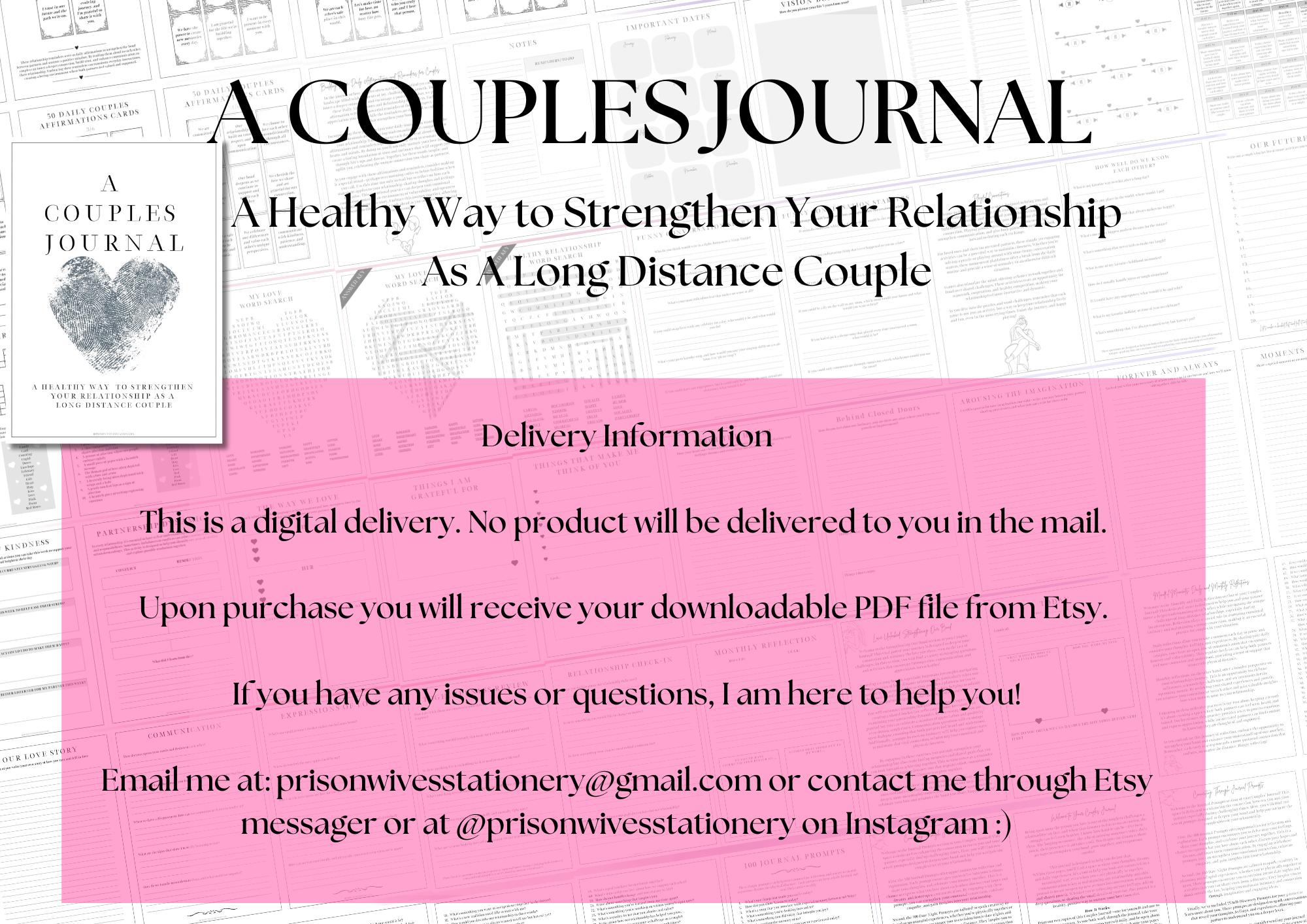 A Couples Journal / Prison Wife / Prison Girlfriend / Printable ...