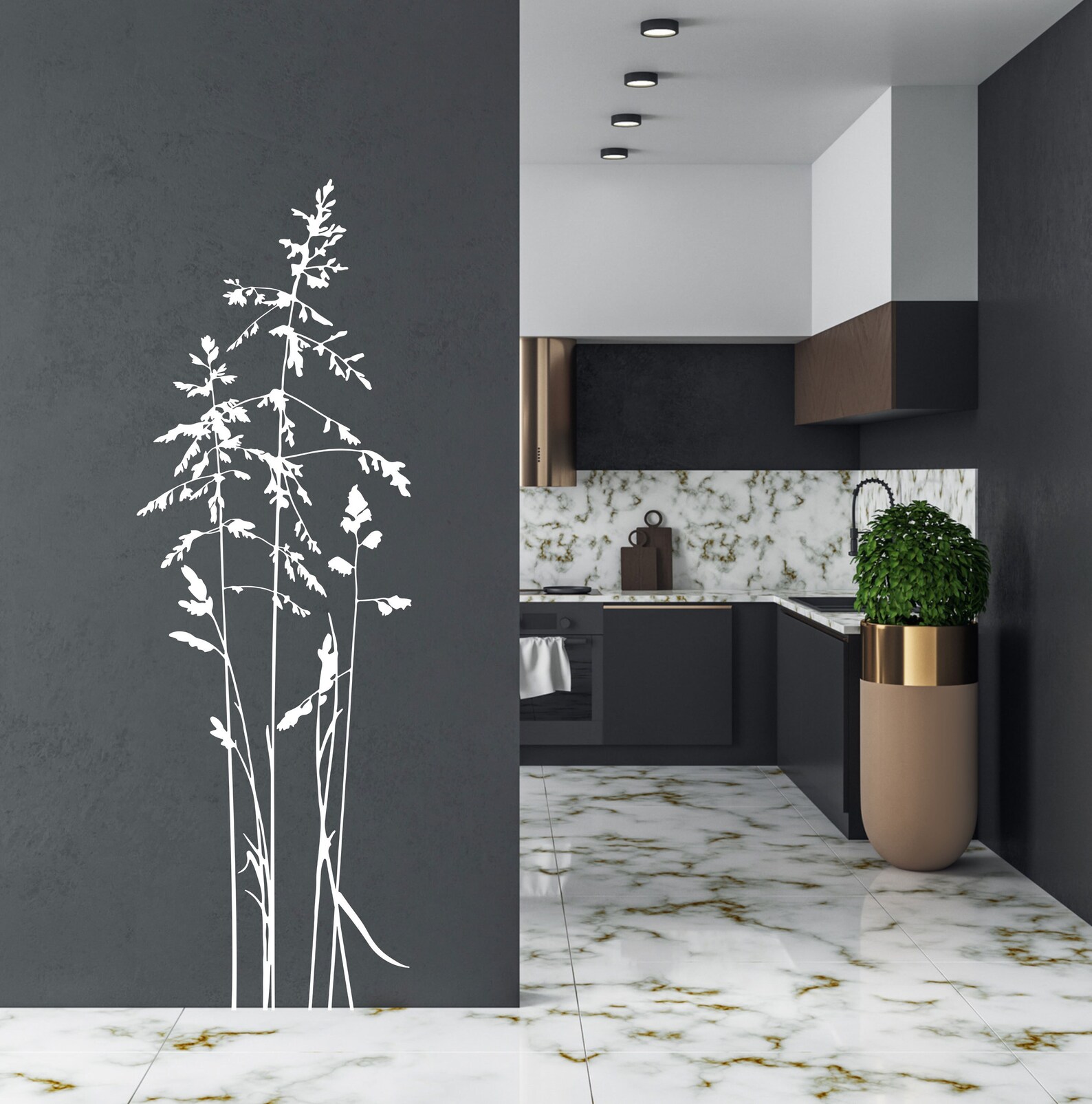 Sticker/sticker Grasses Stalks Window Film Door Film Glass Decor Glass ...