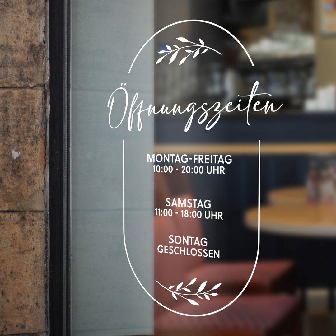 Opening Hours Sticker, Shop Window Sticker, Self-adhesive Vinyl Sticker ...