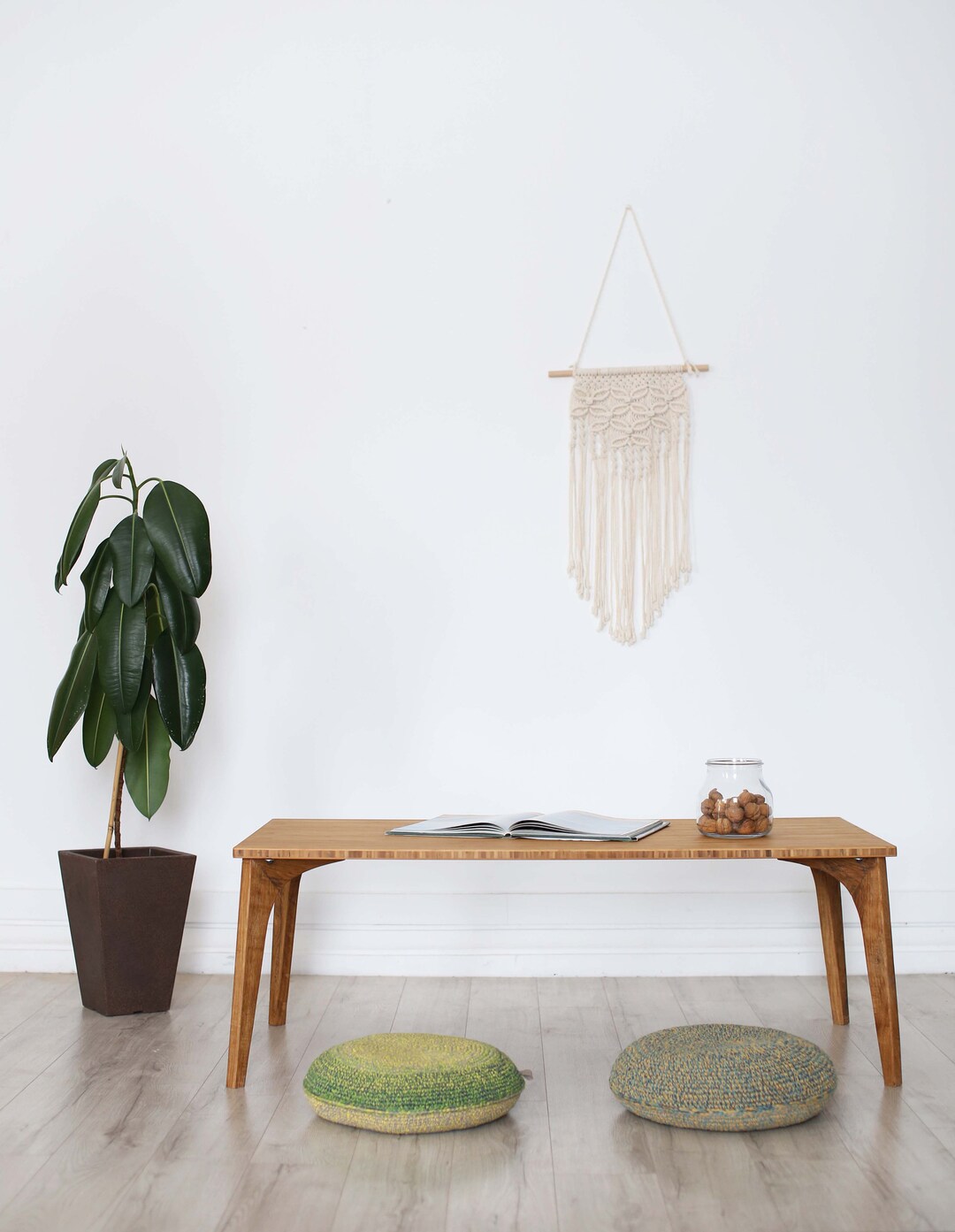 Low Bamboo Oak Coffee / Dining / Work Desk / Ground Living Table. - Etsy