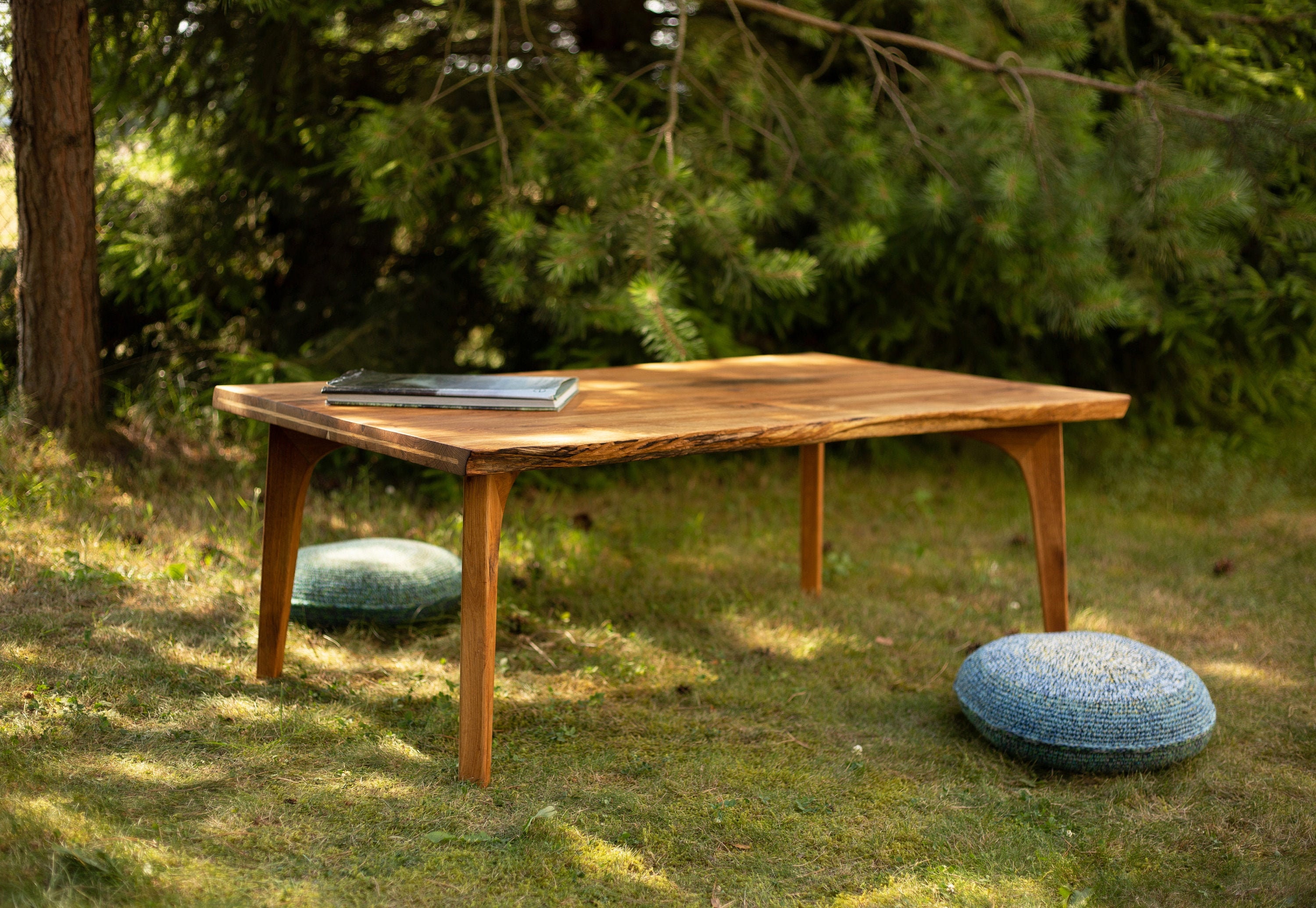 Low Live Edge Solid Oak Coffee / Dining / Work Desk / Ground Living ...