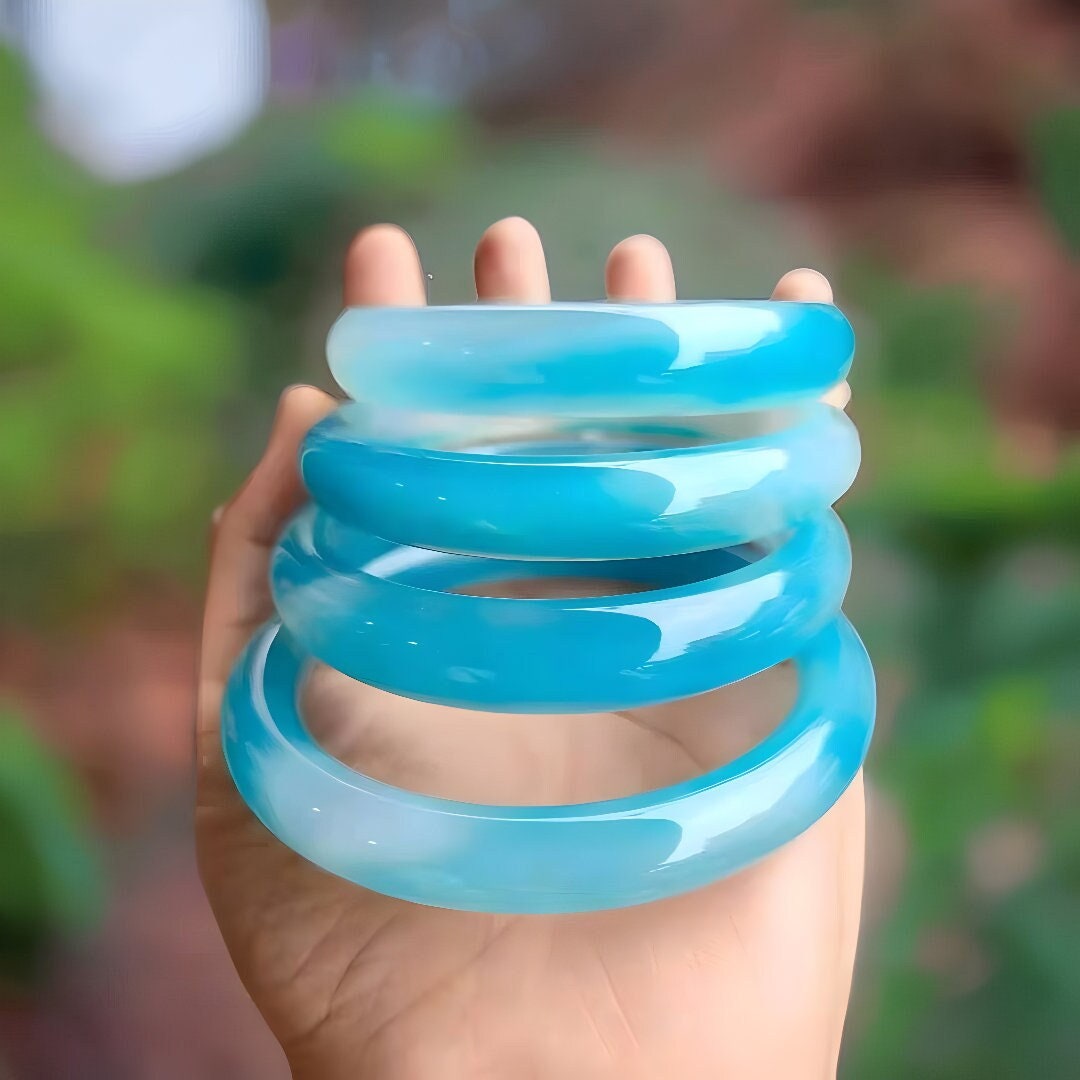 Natural Sea Blue Jade Bangle for Women|healing Gemstone Jade Jewelry ...