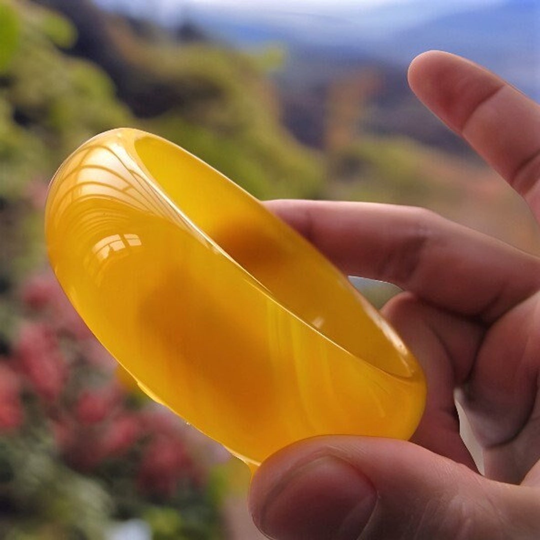 Real!!! Yellow Jade Bangle for Women|thick Yellow Jadeite Jade Bangle ...