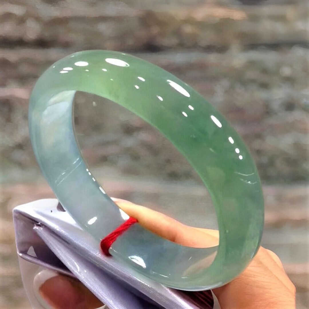 Natural Green Ice Jadeite Transparent Crystal Jade Bangle for ...