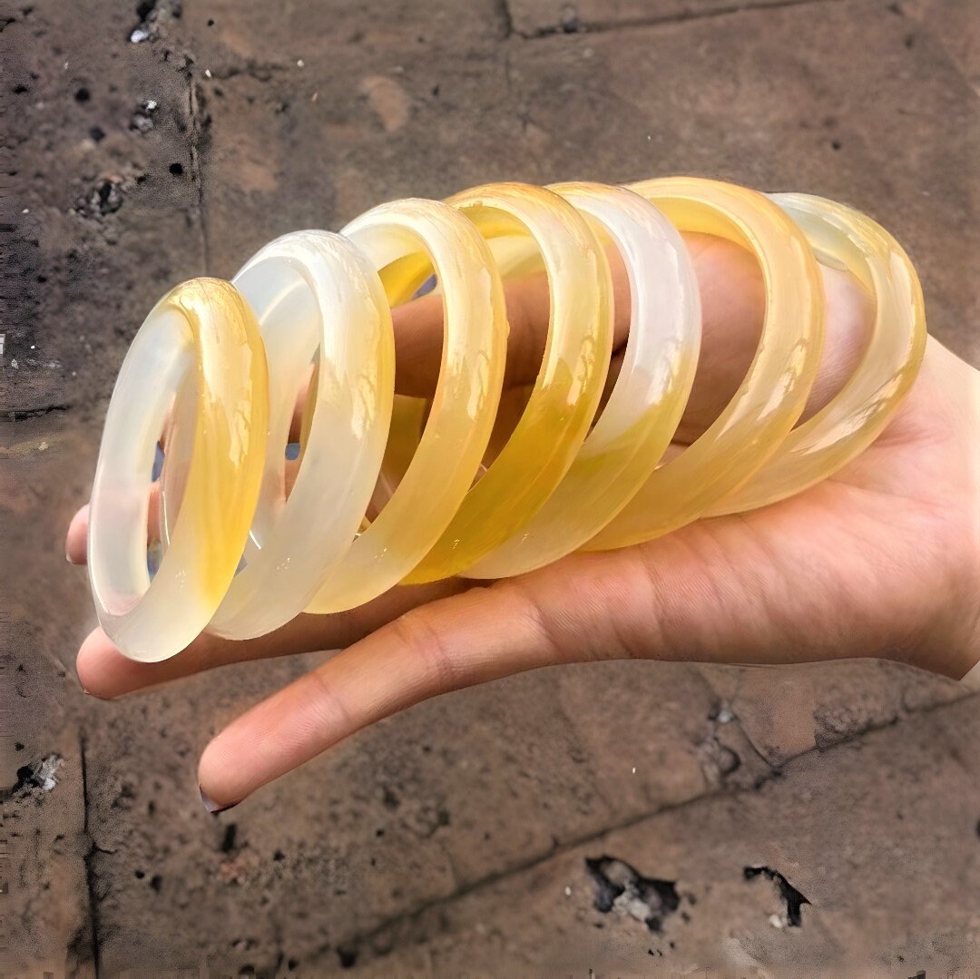 Natural Yellow Jade Bangle for Women|dual Color Crystal Bangle Bracelet ...