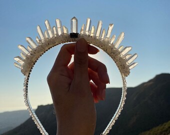 OLENNA Quartz Crown, Crystal Crown for a Whimsical Bride, Unusual Tiara ...