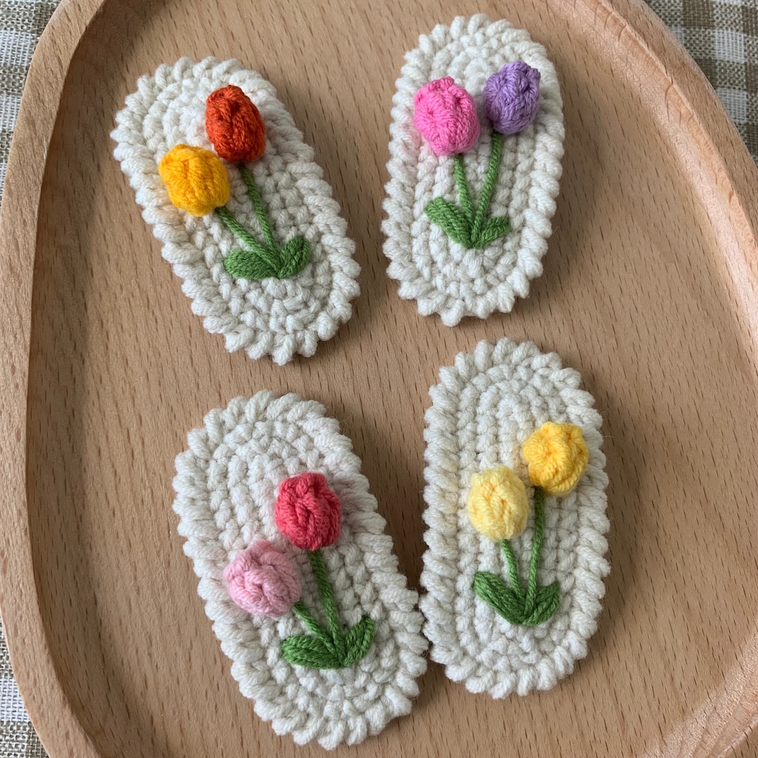 Crochet Tulip Hair Clip | Flower Hair Barrette | Cute Floral Hair Pin ...