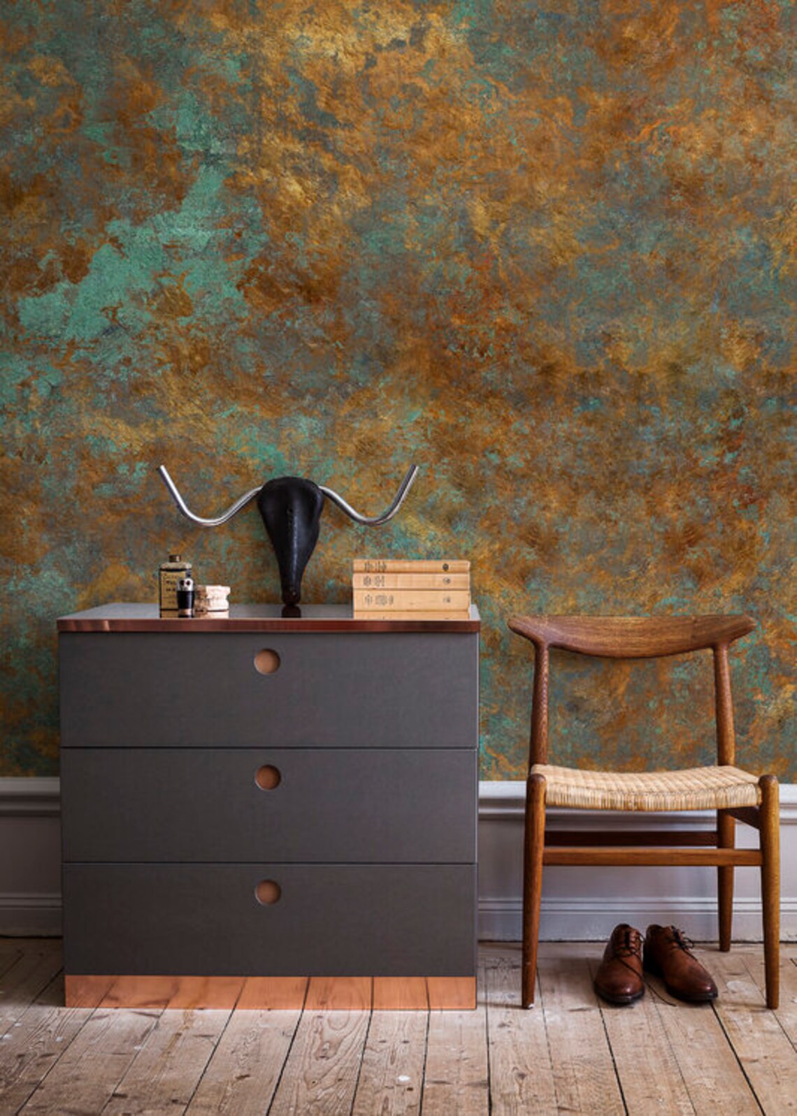 Vintage Bronze Peel and Stick Wallpaper Mural - Etsy