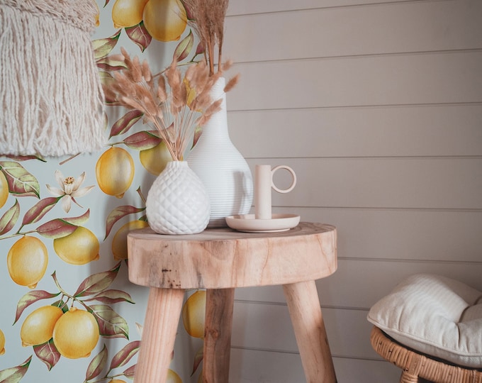 Baby Blue Lemons Removable Wallpaper, Tropical Fruits, Modern Bohemian ...