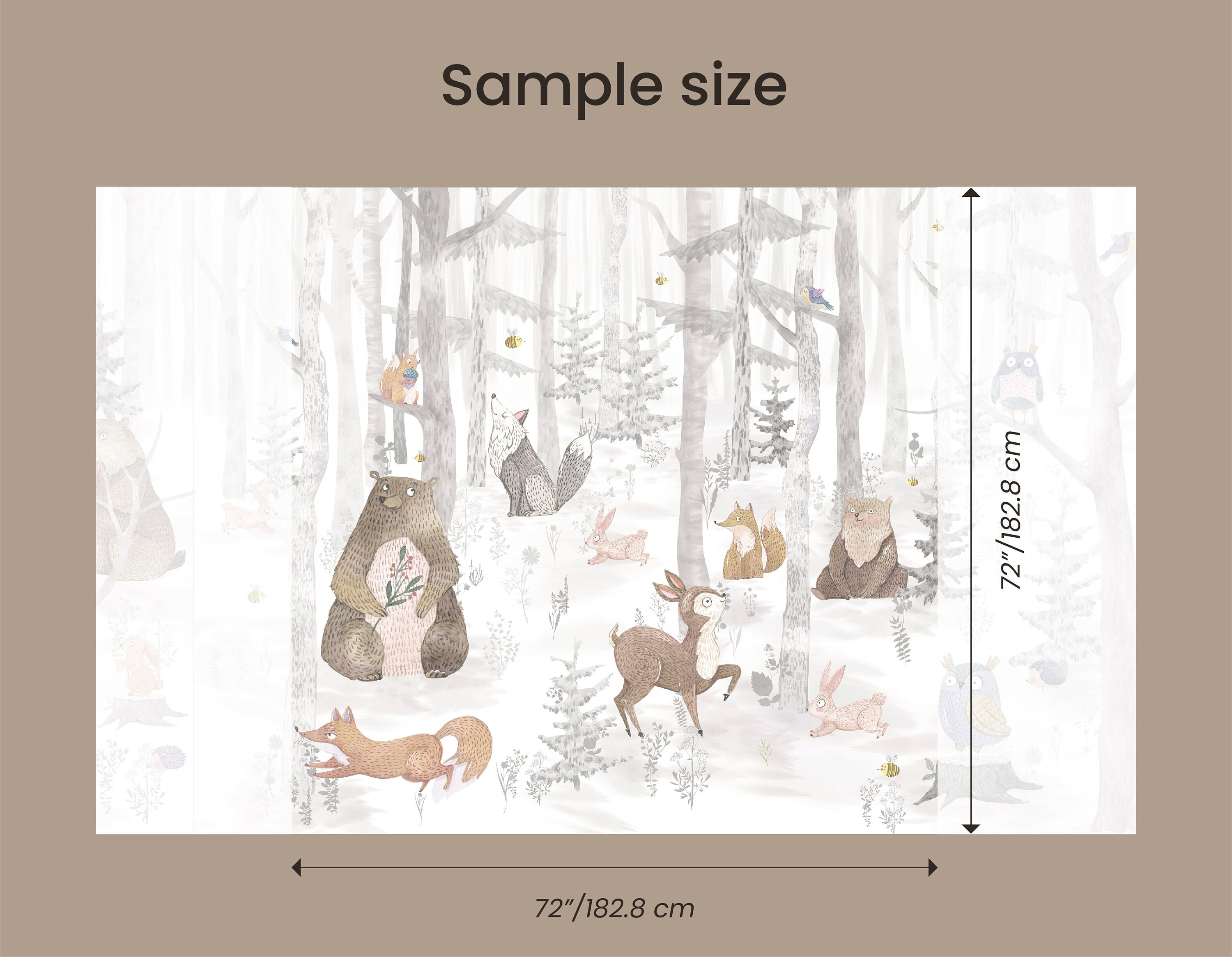 Woodland Animals Wallpaper: Watercolor Forest Mural, Nursery Decor - Etsy