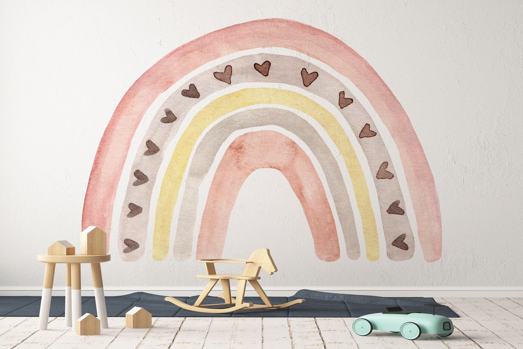 Medium Boho Rainbow Wall Sticker Mural Ideal for Nursery, Kids Room ...