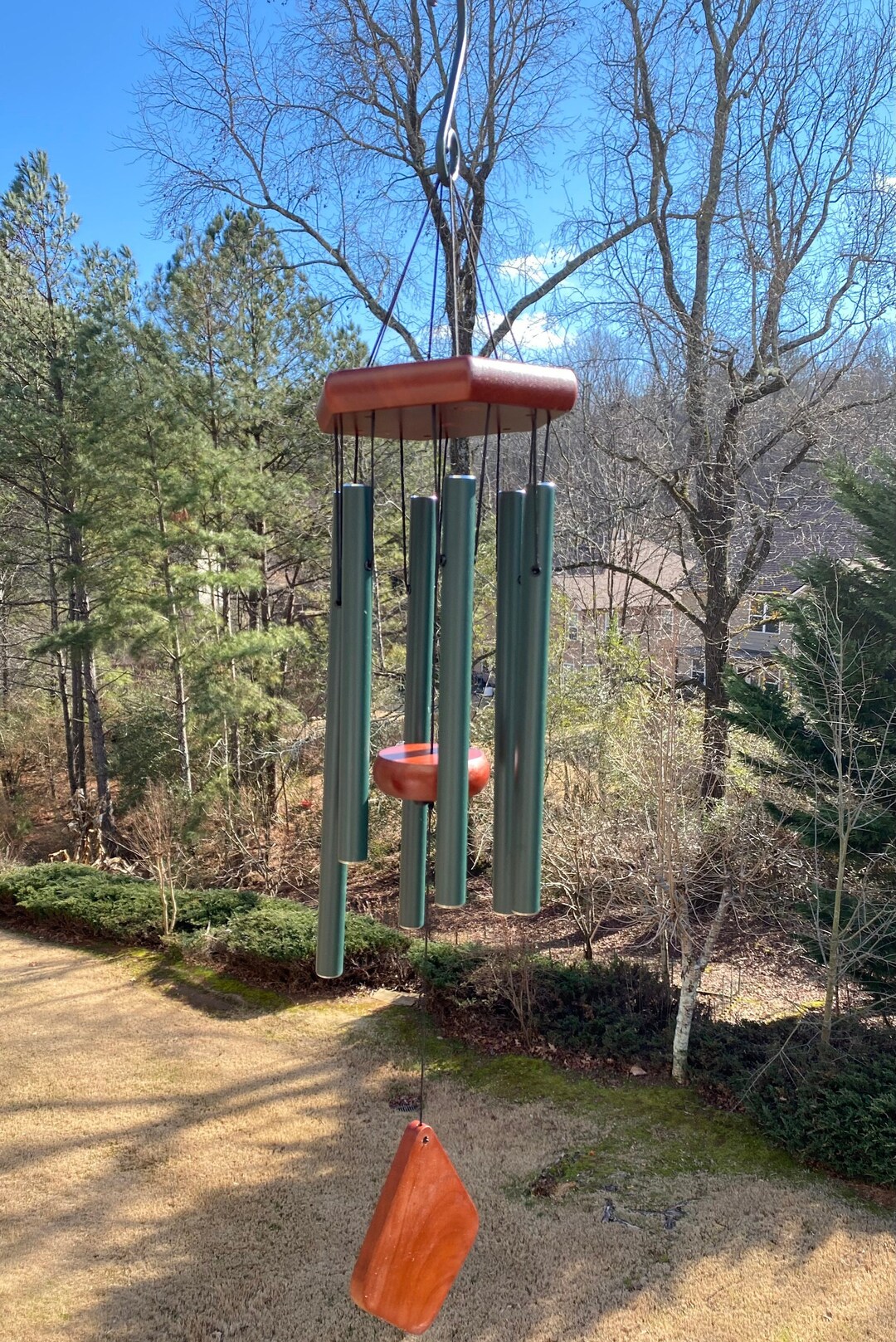 Personalized Frosted Green Metal Wind Chime - 28 Inch, Custom Engraving ...